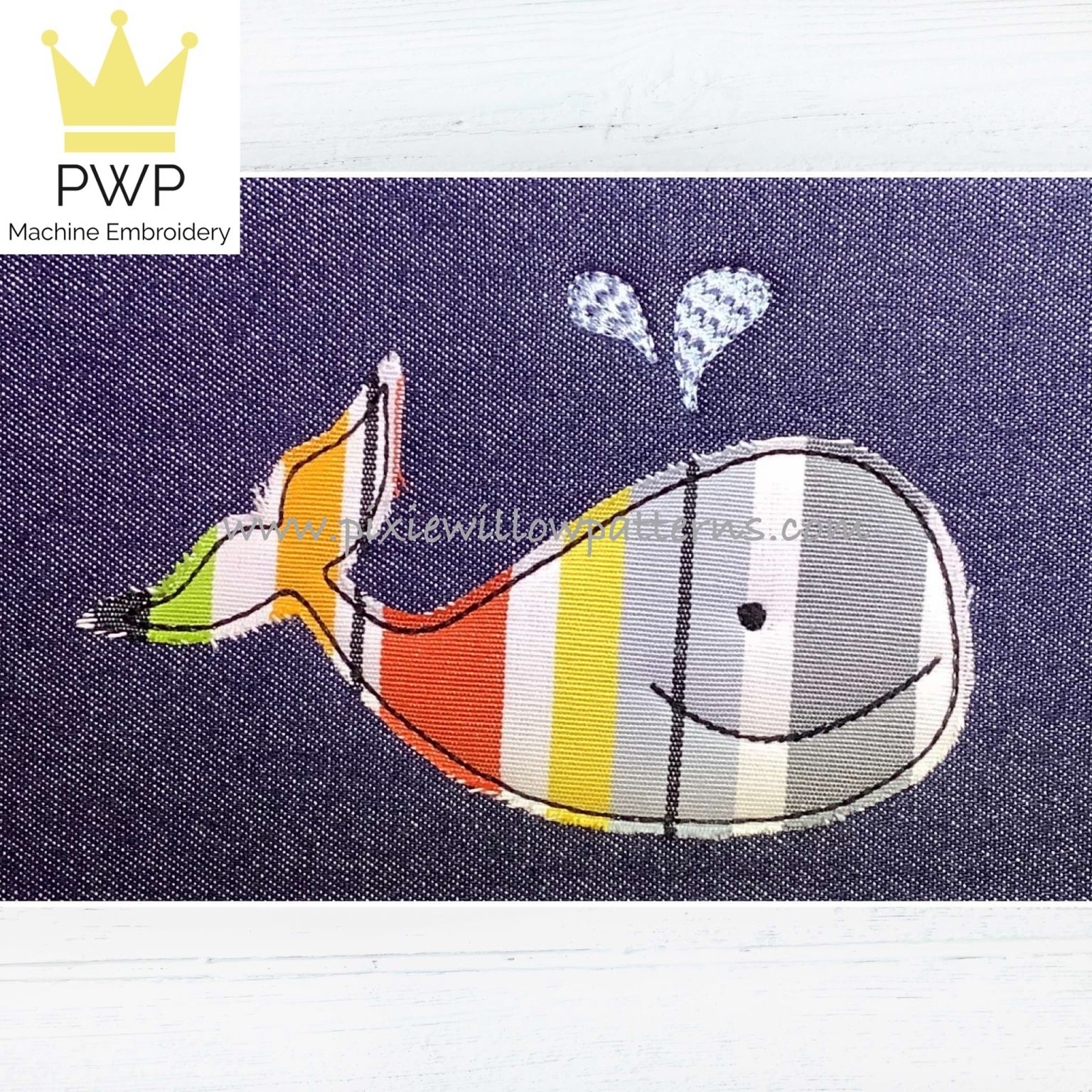 Whale Applique design for 5×7 hoops – Pixie Willow Patterns