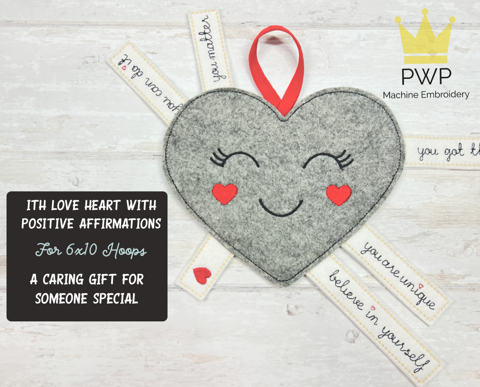 ITH Love Heart with Positive Affirmations. Machine Embroidery Design ...